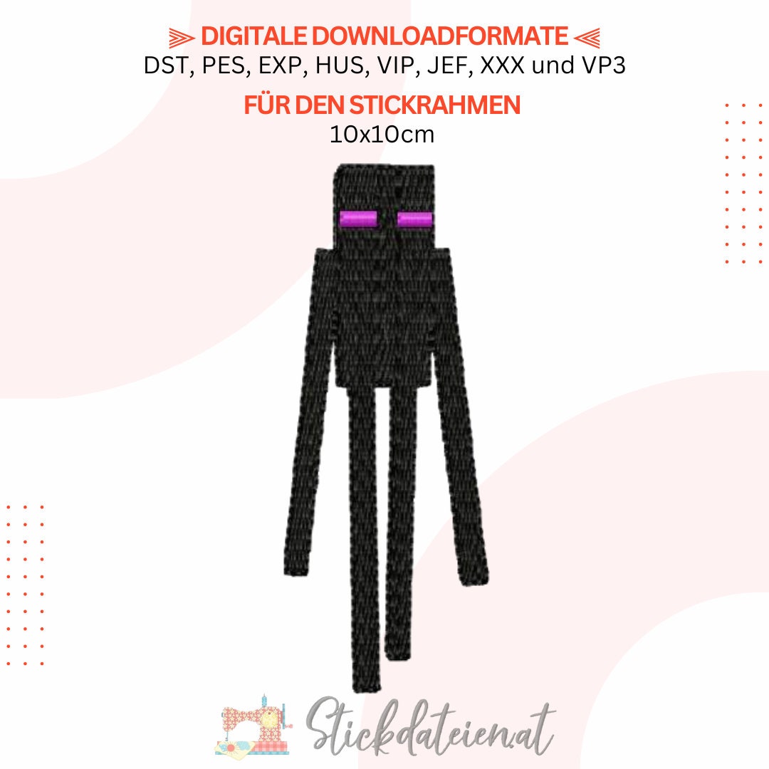 Minecraft Enderman Embroidery File, Pixel Enderman Embroidery Pattern ...