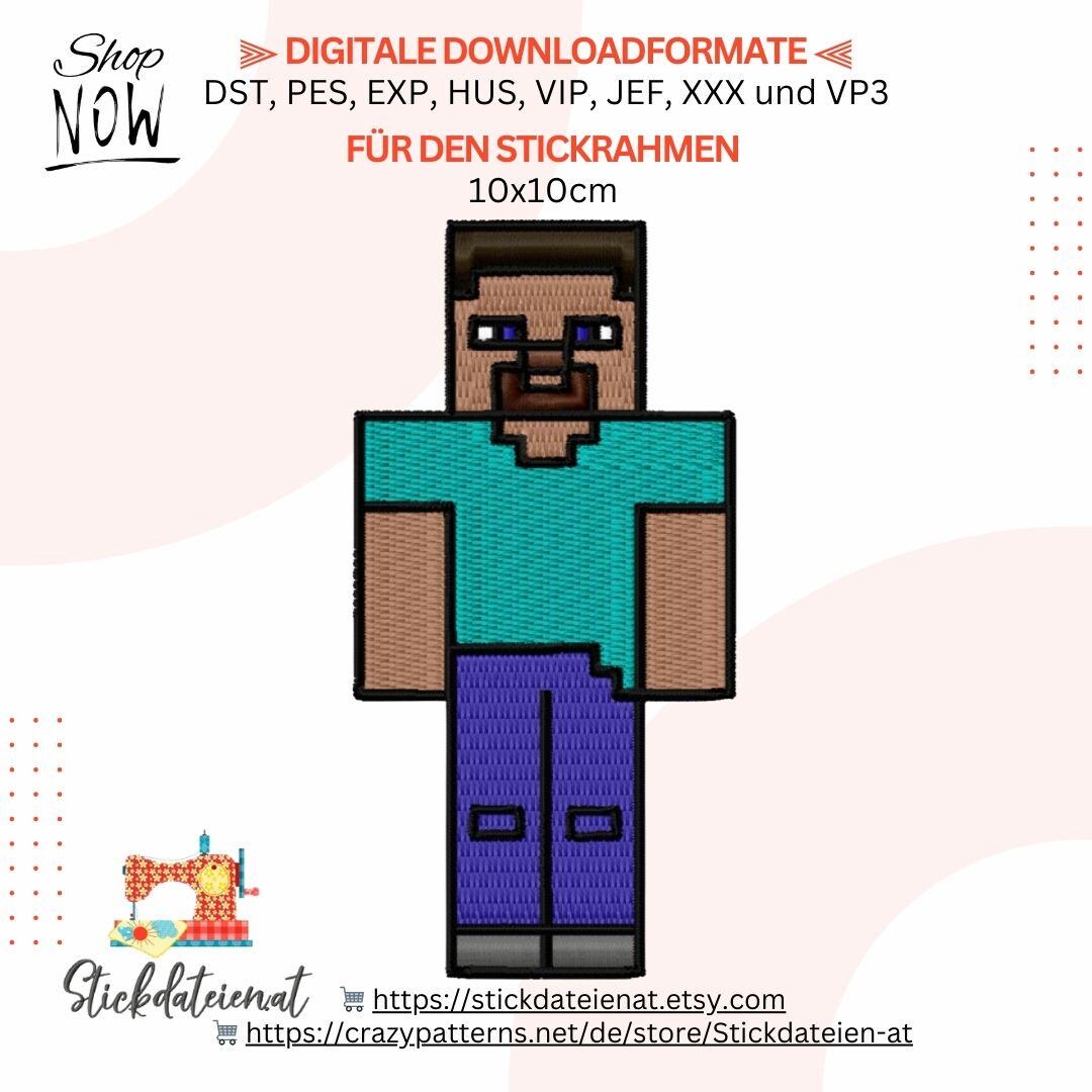 Minecraft Steve Embroidery File, Pixel Steve Embroidery Pattern 10x10 ...