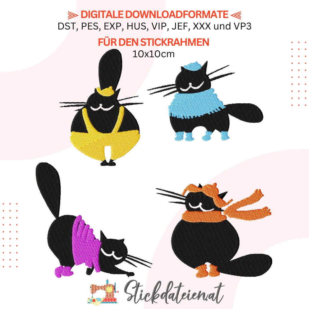 Cat Embroidery Design, Cool Cat Embroidery Pattern, Machine Embroidery ...