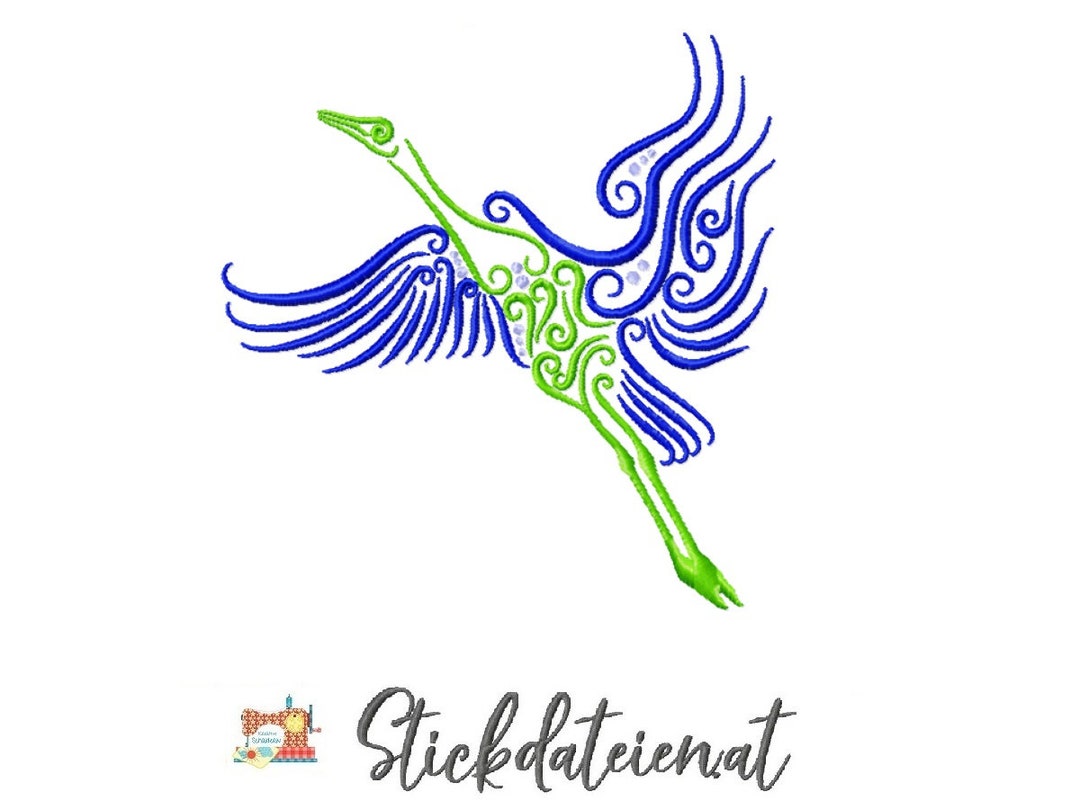 Stork Embroidery Design, Stork Embroidery Design, Stylized Stork Design ...