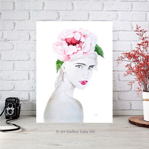 Lady With Flower Art Flower Art Print Nursery Decor Art - Etsy