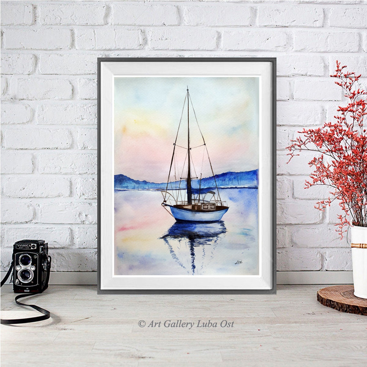 Sailboat watercolor painting print Sailboat art print | Etsy