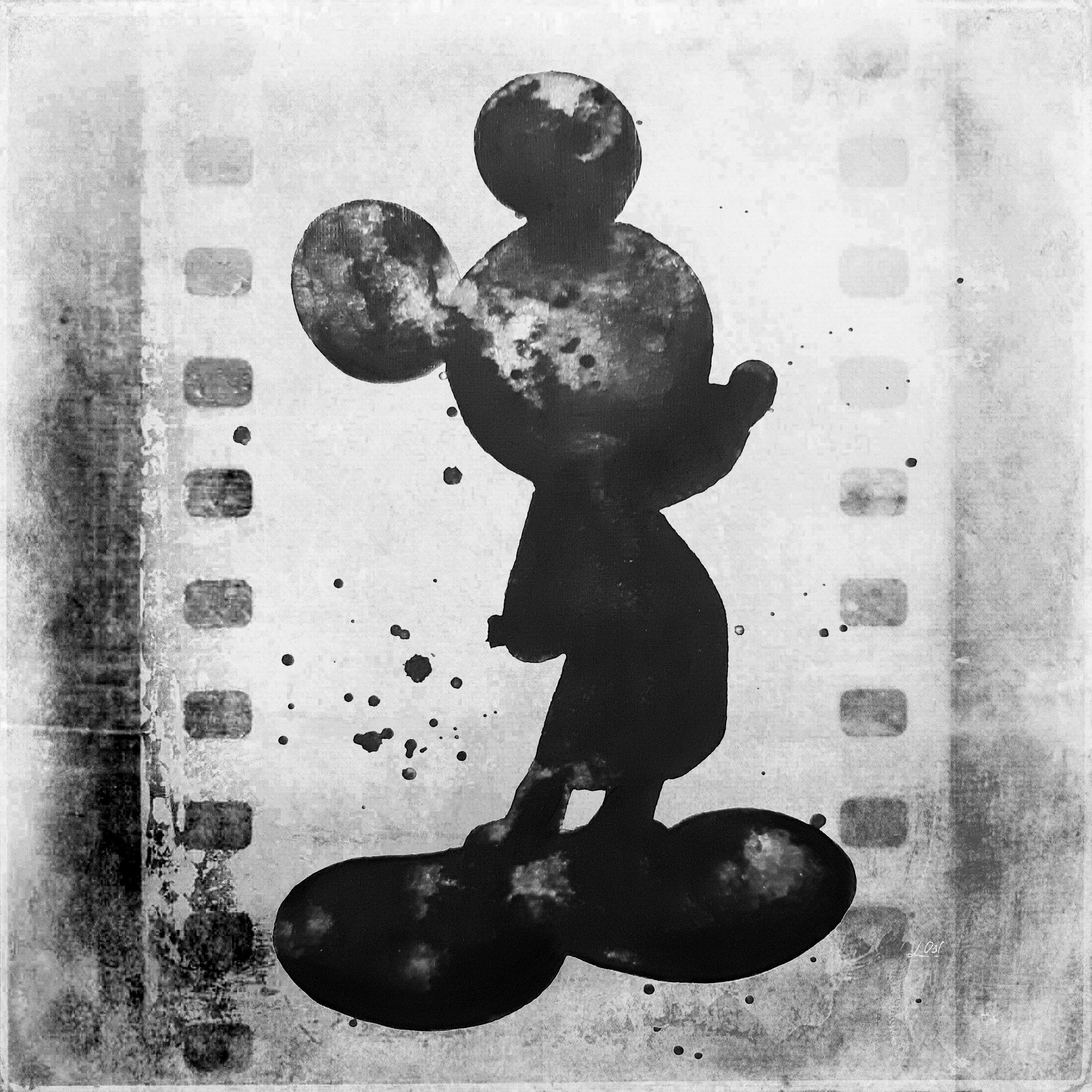 Mickie Mouse Watercolor Print Mickey Mouse Black and White - Etsy