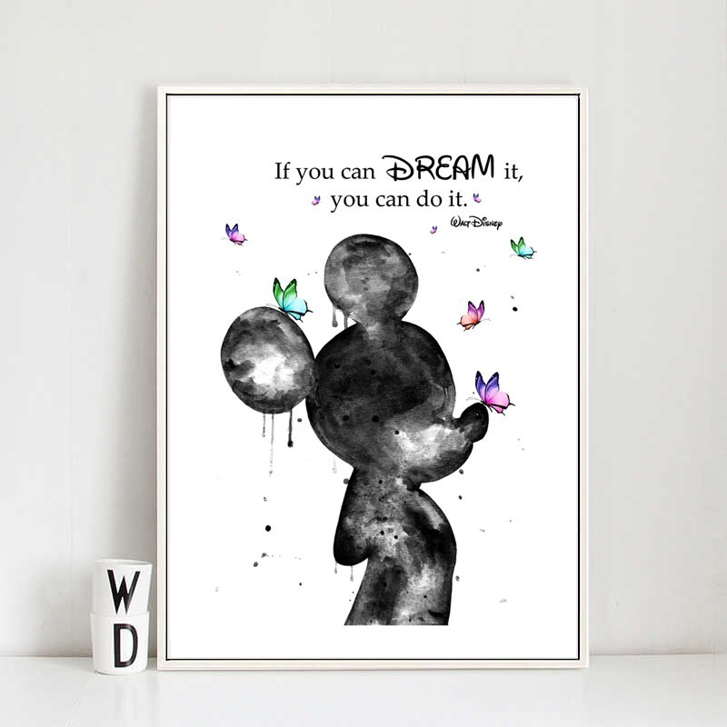 Mickey Mouse Print Mickey Mouse With Butterflies Disney - Etsy