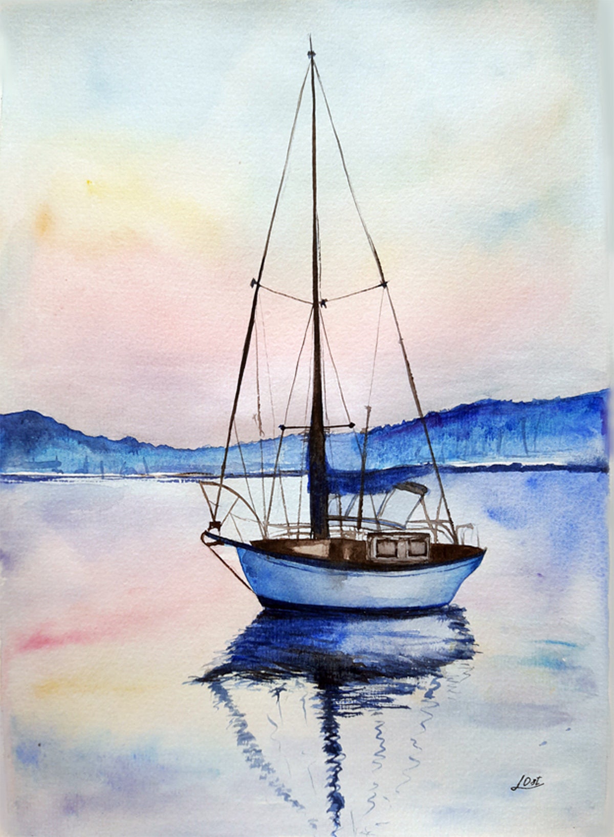 Sailboat Watercolor Painting Print Sailboat Art Print - Etsy