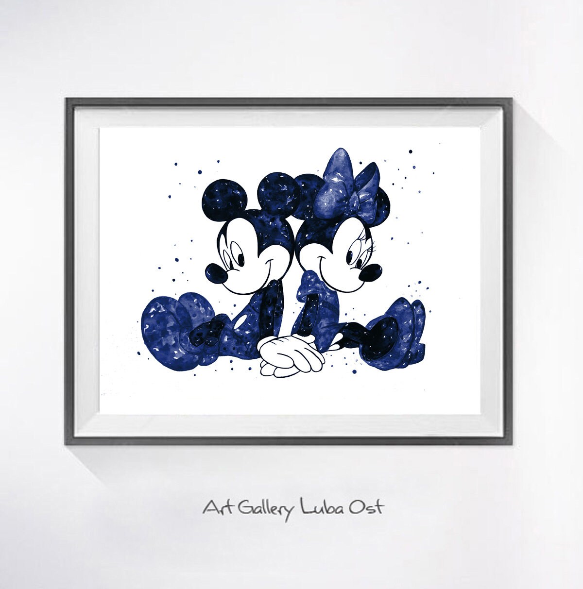 Mickey and Minnie Mouse Navy Blue Print Mickey and Minnie - Etsy