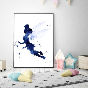 Tinker Bell Navy Blue Abstract Watercolor Print Tinker - Etsy