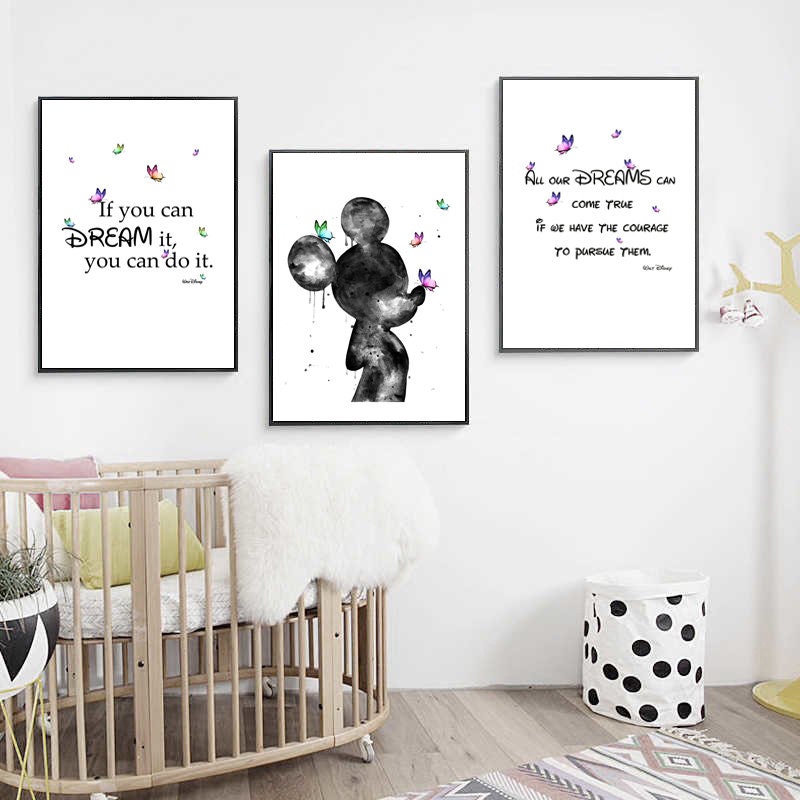 Mickey and Disney Quotes Set Disney Watercolor Prints - Etsy