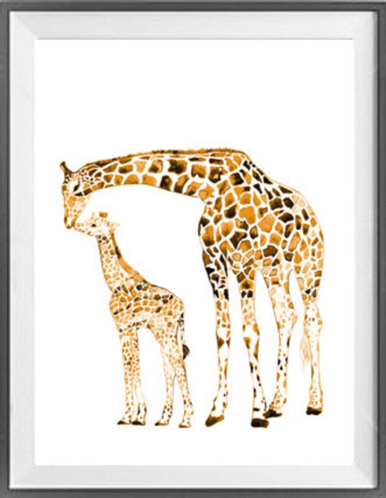 Giraffes Watercolor Painting Print Giraffes Art Animal Art - Etsy