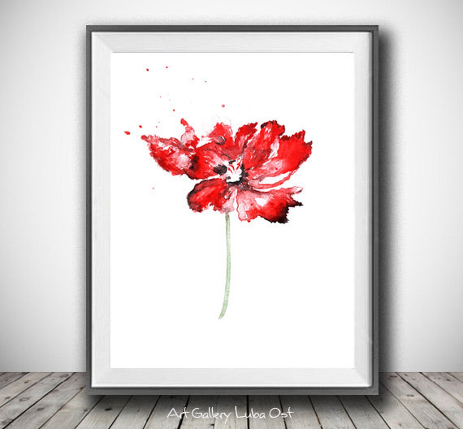 Poppy Flower 1 Red Poppy Art Print Watercolor Flowers - Etsy
