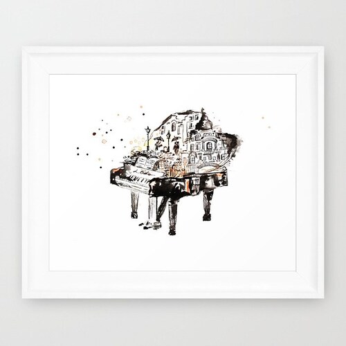 Keyboard Line Art Piano Print Abstract Piano Wall Decor - Etsy