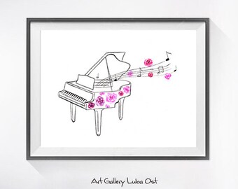Watercolor Piano Print of My Original Painting Musical | Etsy