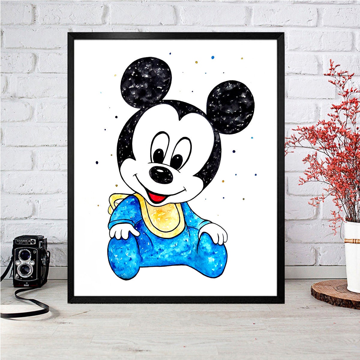 Baby Mickey Mouse Art Print Colorful Mickey art Disney | Etsy