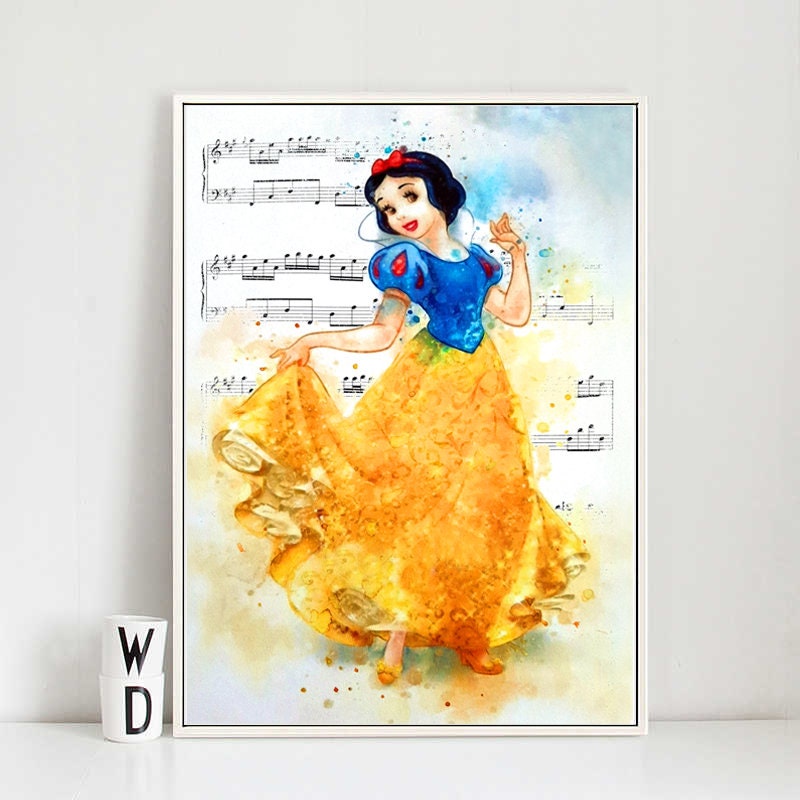 Snow White Colorful Watercolor art print Walt Disney on | Etsy