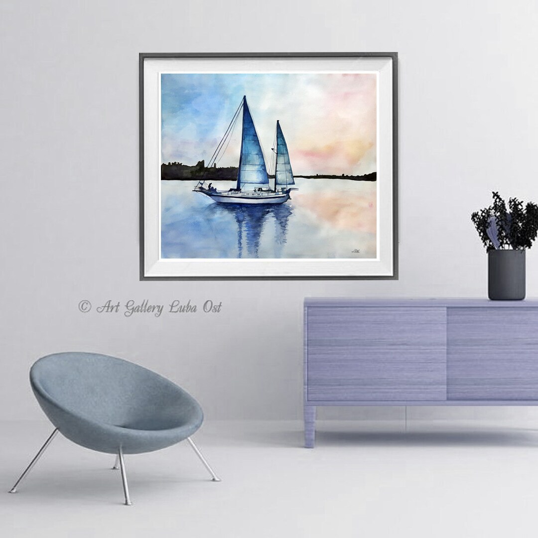 Sailboat Watercolor Painting Print Sailboat Art Print - Etsy