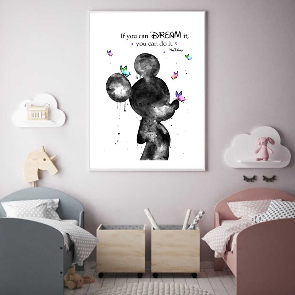 Mickey Mouse Print Mickey Mouse With Butterflies Disney - Etsy