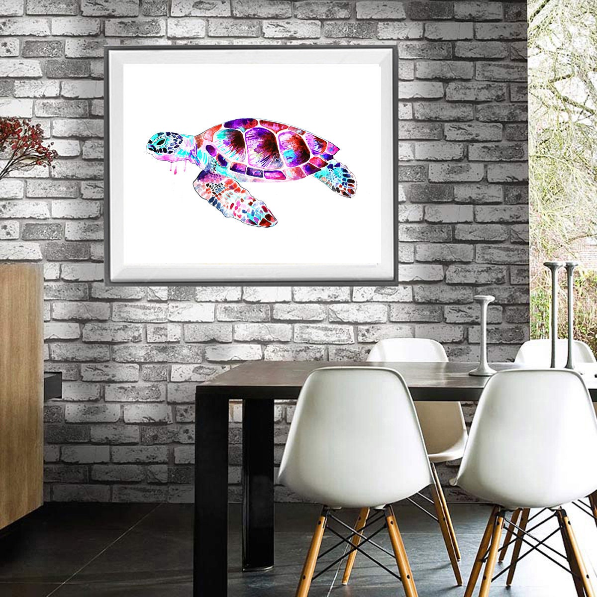Turtle Art Print Turtle Watercolor Painting Purple Turtle - Etsy
