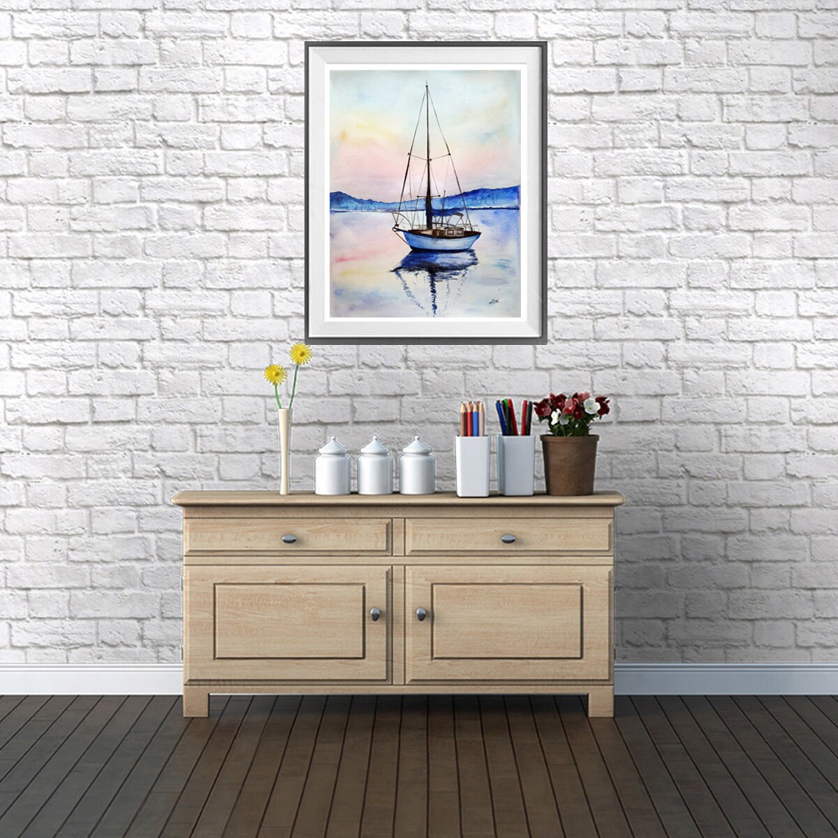 Sailboat Watercolor Painting Print Sailboat Art Print - Etsy