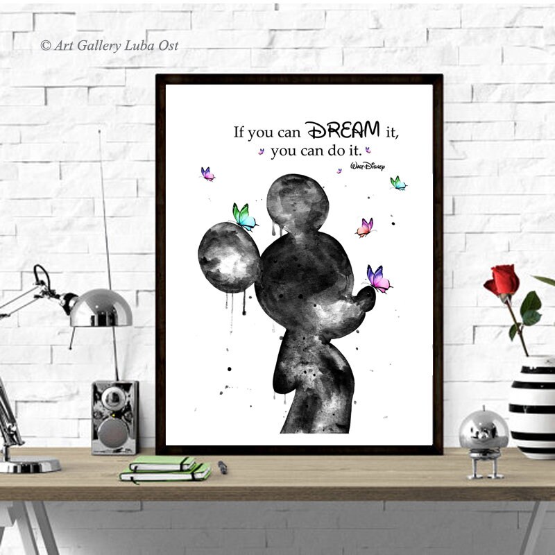 Mickey Mouse Print Mickey Mouse With Butterflies Disney - Etsy