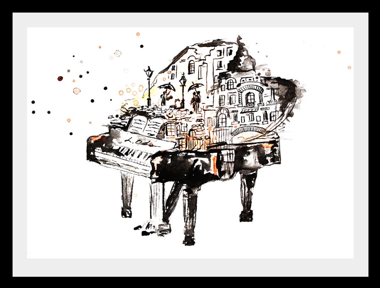 Watercolor Piano Print of My Original Painting Musical | Etsy