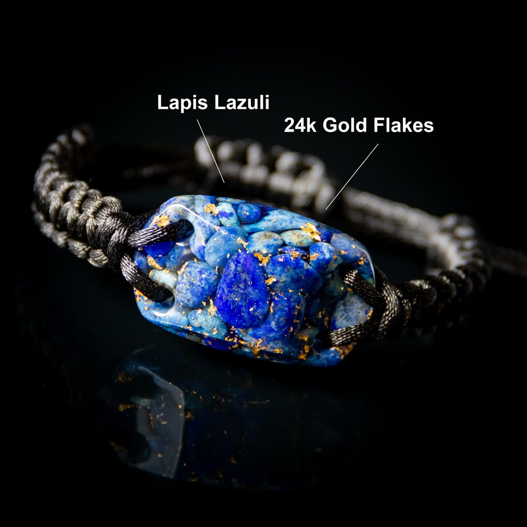 Lapis Lazuli Braided Bracelet Orgone Orgonite With 24k Gold Flakes ...