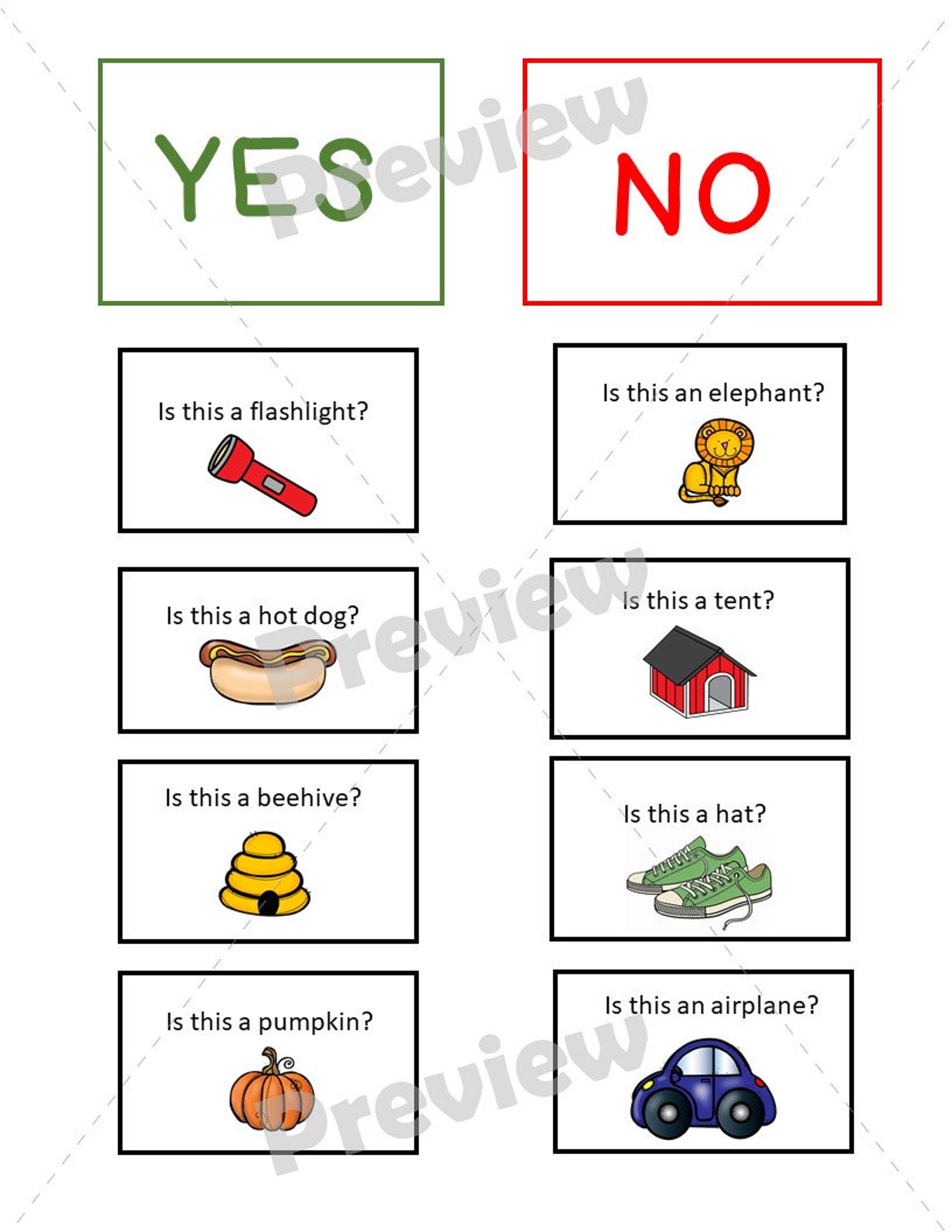 Yes No Questions, Sorting, Speech Therapy, ABA, Functions Task Cards ...