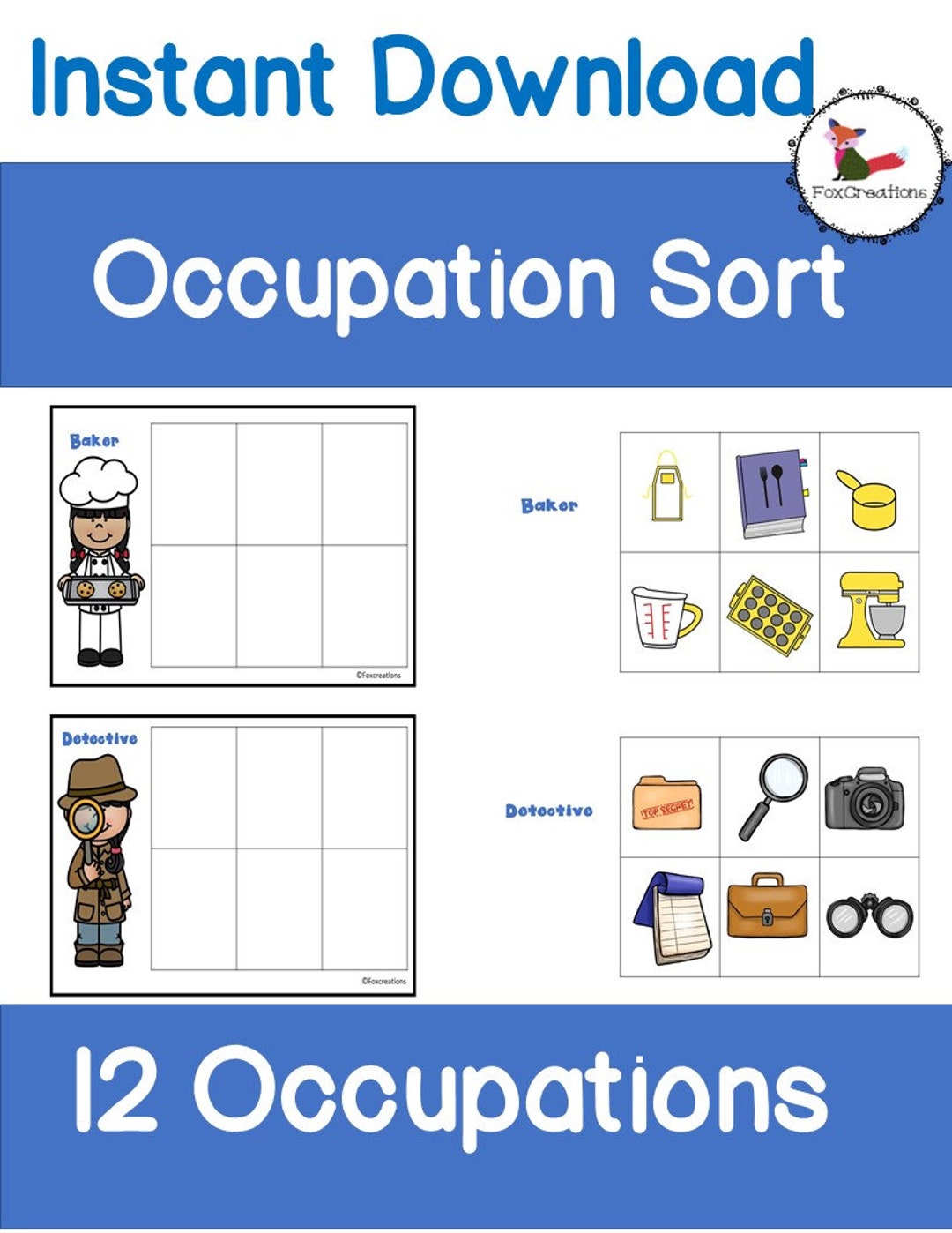Early Learning Social Studies Occupation Sort, Cut and Paste Activity ...