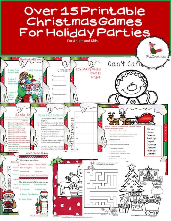 Christmas Party Games OVER 15 Printable Games for Kids and - Etsy