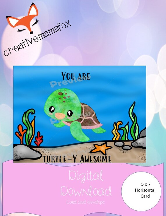 You Are Turtley Awesome/ Turtle Lovers/ Turtle Card/ Puns/ | Etsy