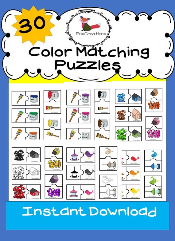 Color Matching Puzzles Printable Puzzles Preschool | Etsy