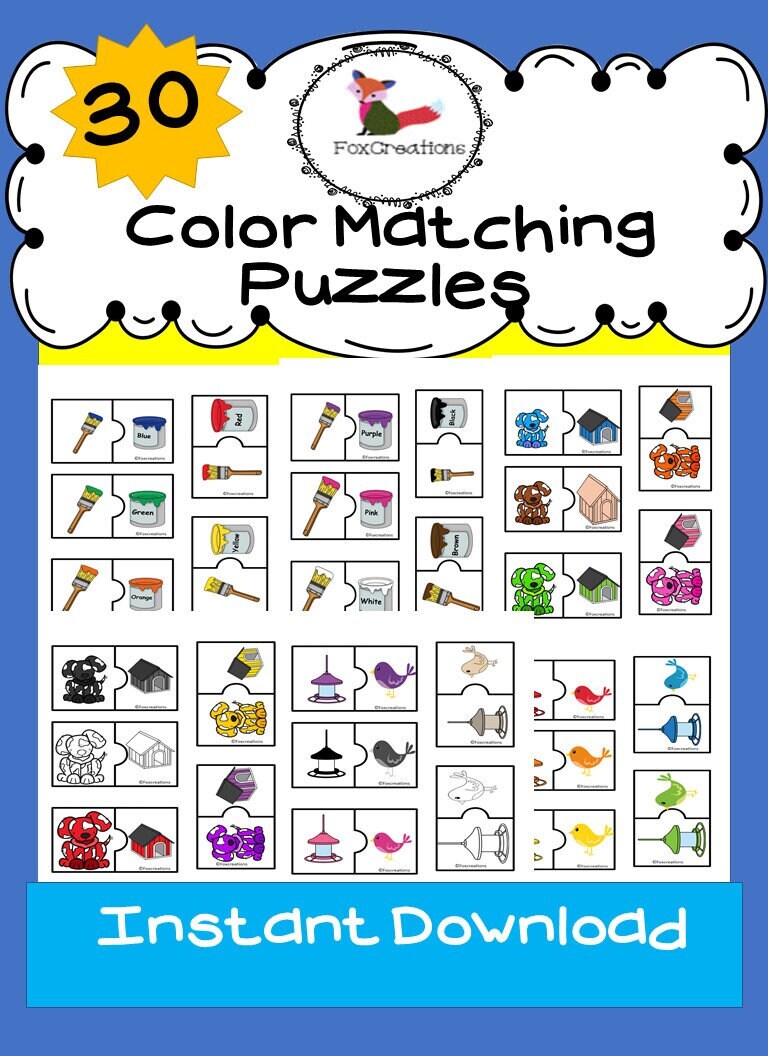 Color Matching Puzzles, Printable Puzzles, Preschool Printables ...
