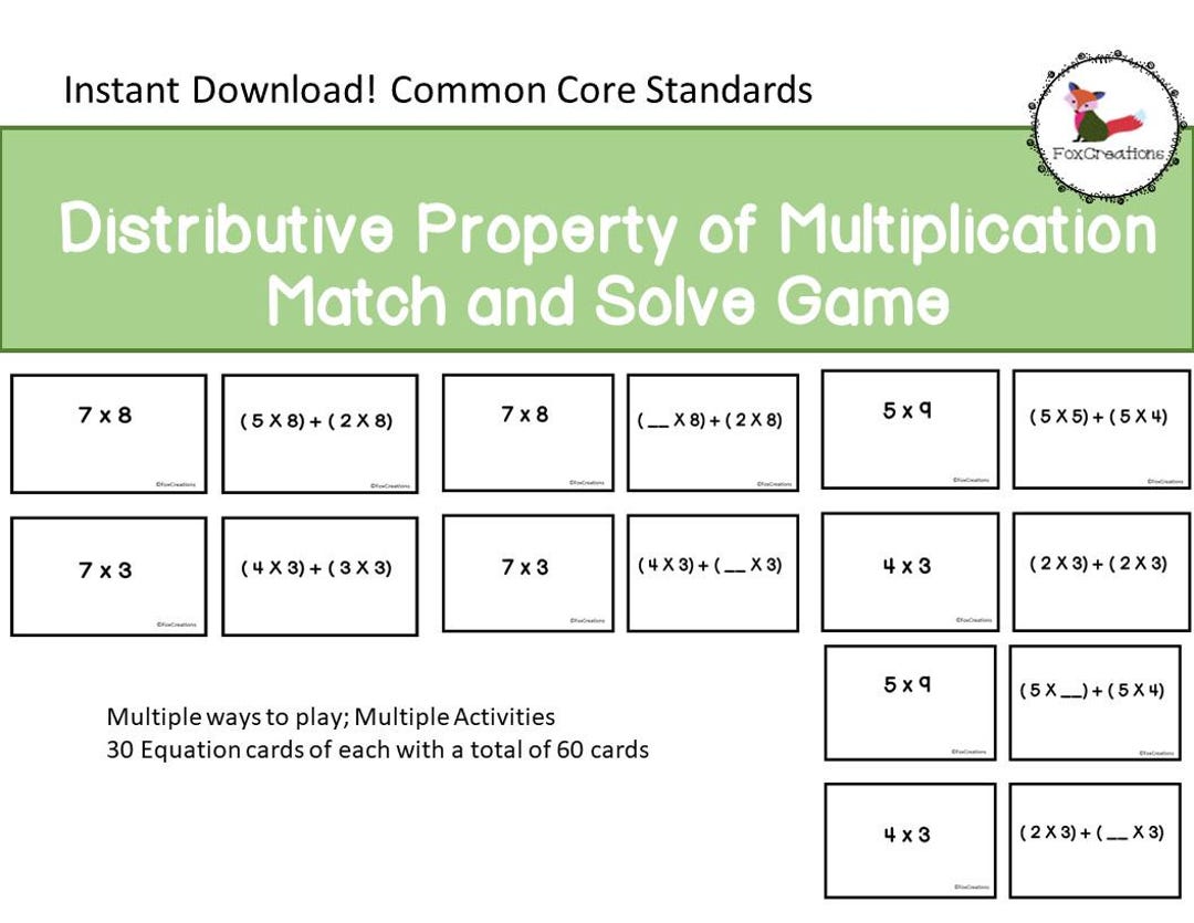 Distributive Property of Multiplication Activities, Homeschool, Math ...