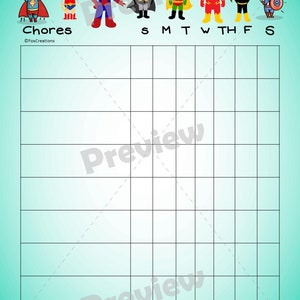 Superheroes Behavior and Chore Charts, Potty Training, Cleaning Up ...