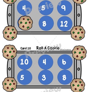 Roll A Cookie Addition Game, Bingo, Bump, Independent Work (1-12) - Etsy