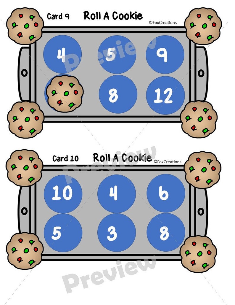 Roll A Cookie Addition Game, Bingo, Bump, Independent Work (1-12) - Etsy
