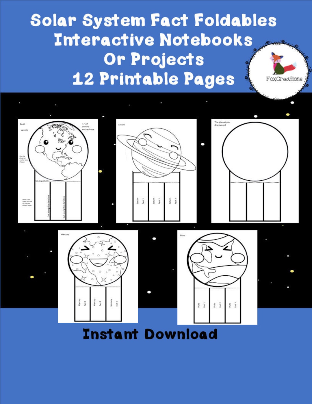 Solar System Fact Foldables/ Interactive Notebook/ Planet Facts ...