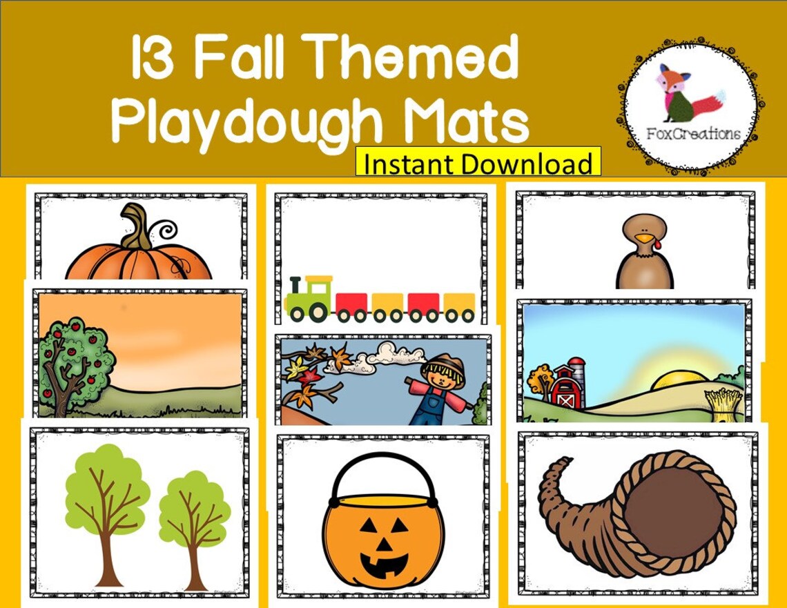 13 Fall Themed Playdough Mats/ Sensory Play/ Printable Playdough Mats ...