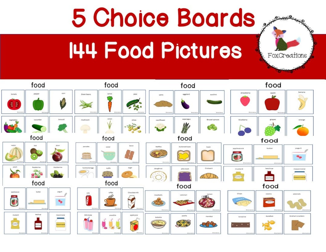 Food Choice Boards, Visual Board Communication, Special Needs, Food ...