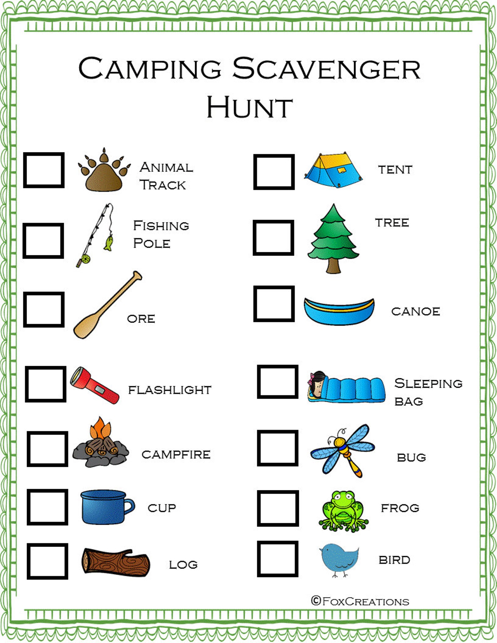 Camping Printable Games~ Scavenger Hunt, Boogle, Word Search, Battle ...