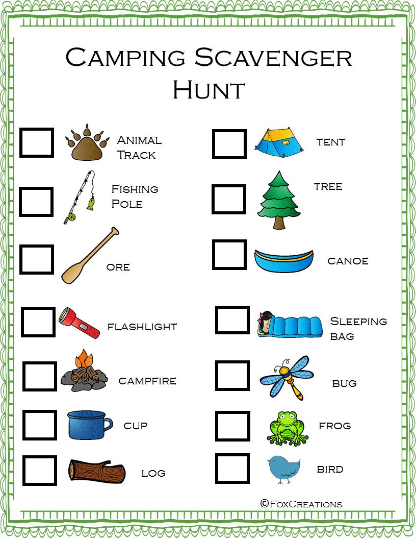 Camping Printable Games~ Scavenger Hunt, Boogle, Word Search, Battle ...