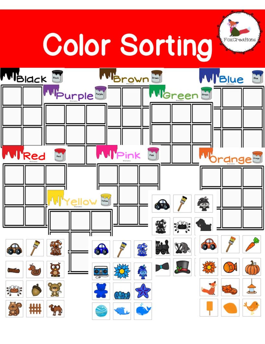 Toddler & Preschool Color Sorting Activity, Color Sorting, Homeschool ...