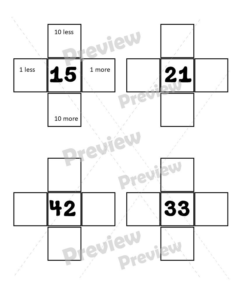 One Hundred Chart More or Less Activity/ Number Sense Practice/ Math ...
