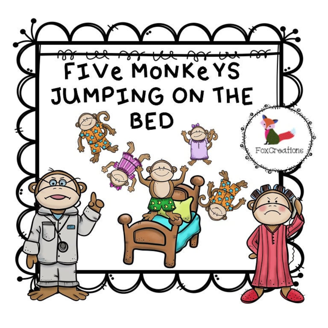 Five Little Monkeys Jumping on the Bed - Etsy