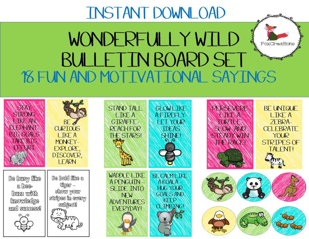 Wild Animal Theme Motivational Bulletin Board, Classroom Decor, Social ...
