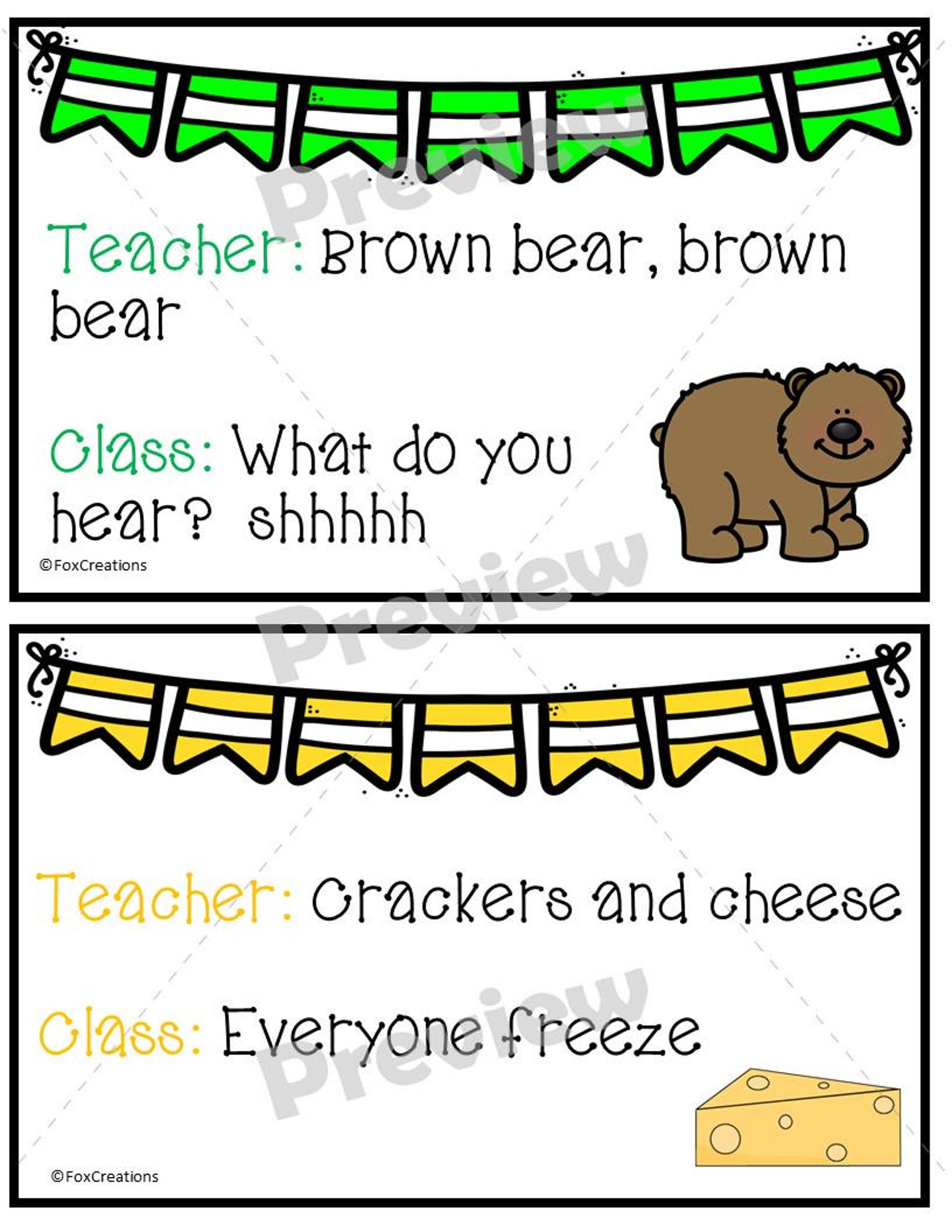 Call and Response Cards Classroom Expectations Classroom Participation ...