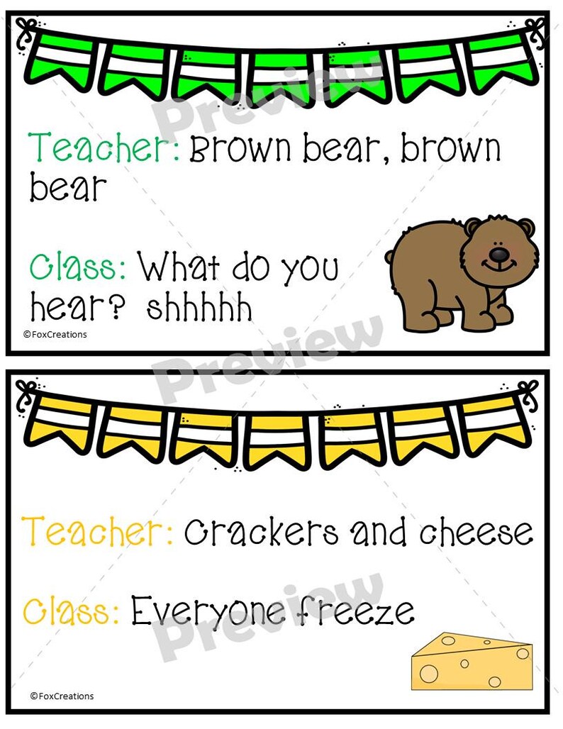 Call and Response Cards Classroom Expectations Classroom Participation ...