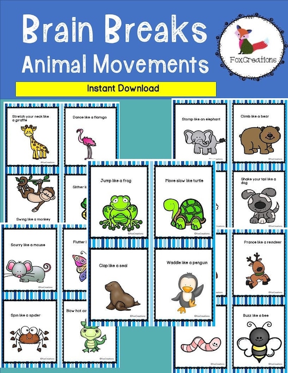 Brain Breaks Animal Movements/ Classroom Activity/ Movement - Etsy