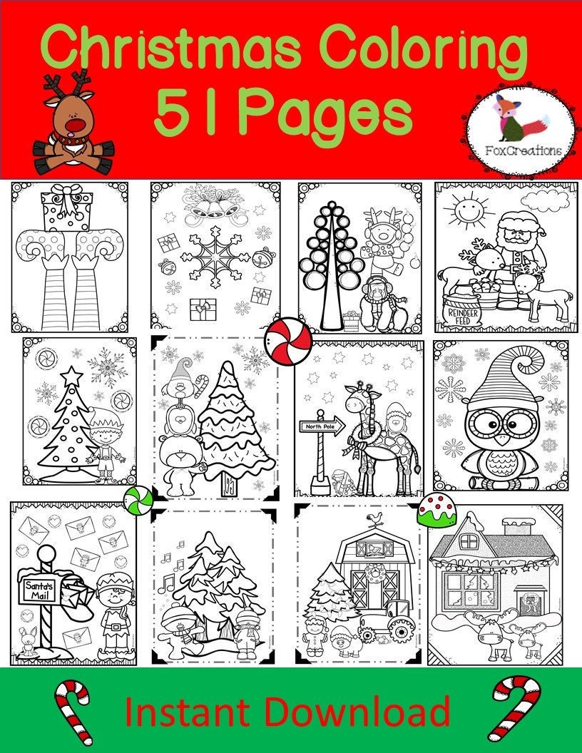 Coloring Pages: Fun Christmas/ Seasonal Coloring Pages/ 51 Holiday ...