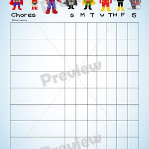 Superheroes Behavior and Chore Charts, Potty Training, Cleaning Up ...