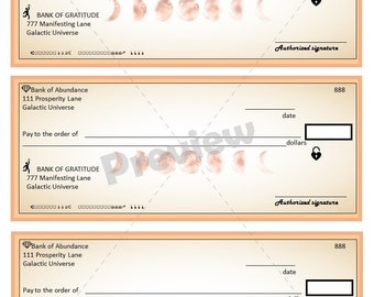 Money Manifesting Blank Checks Moon Checks Law of | Etsy